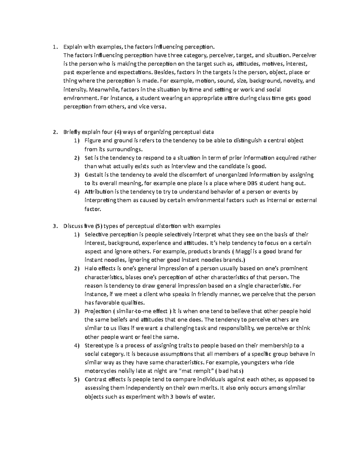 Factors Influencing Perception: Definitions & Examples Explained - Studocu