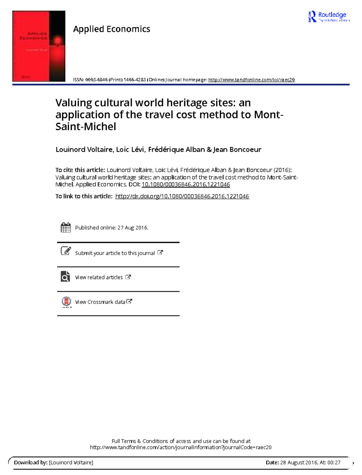 Valuing Cultural Heritage Sites: Travel Cost Method Application to MSM ...