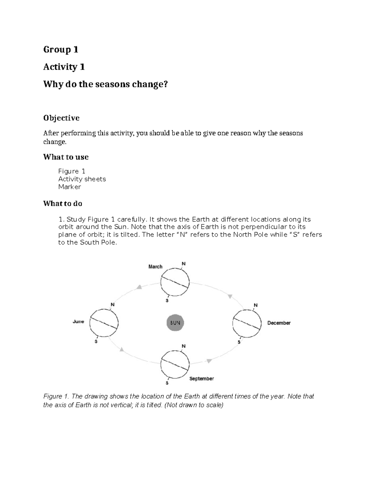 Activity - Understanding Seasonal Changes through Earth’s Position ...