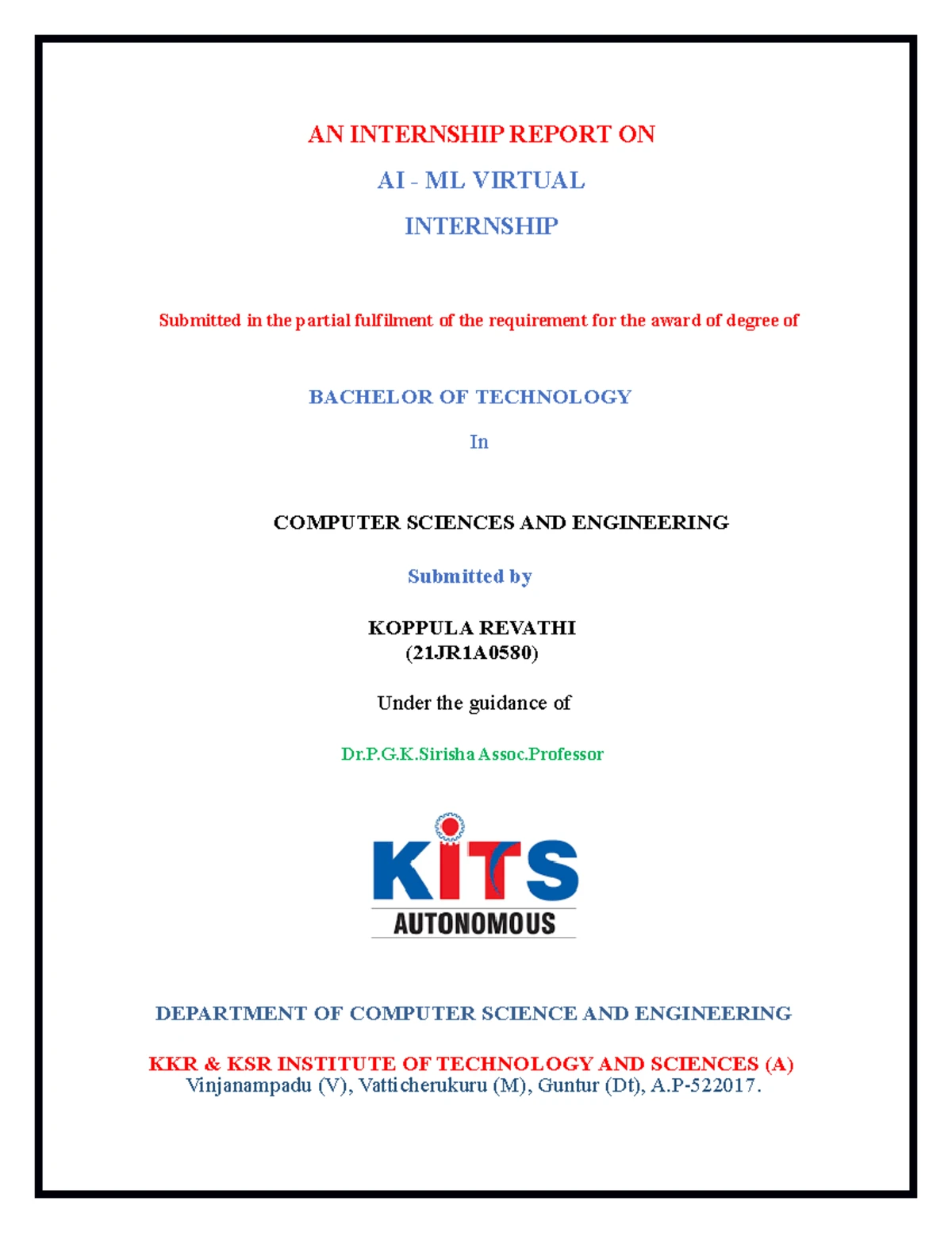 Android Developer Virtual Internship Report - B.Tech CSE 2024-25 - Studocu