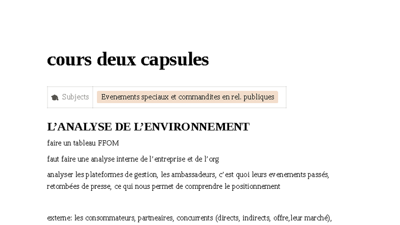 Analyse FFOM et Objectifs de Communication en Marketing - Cours Deux ...