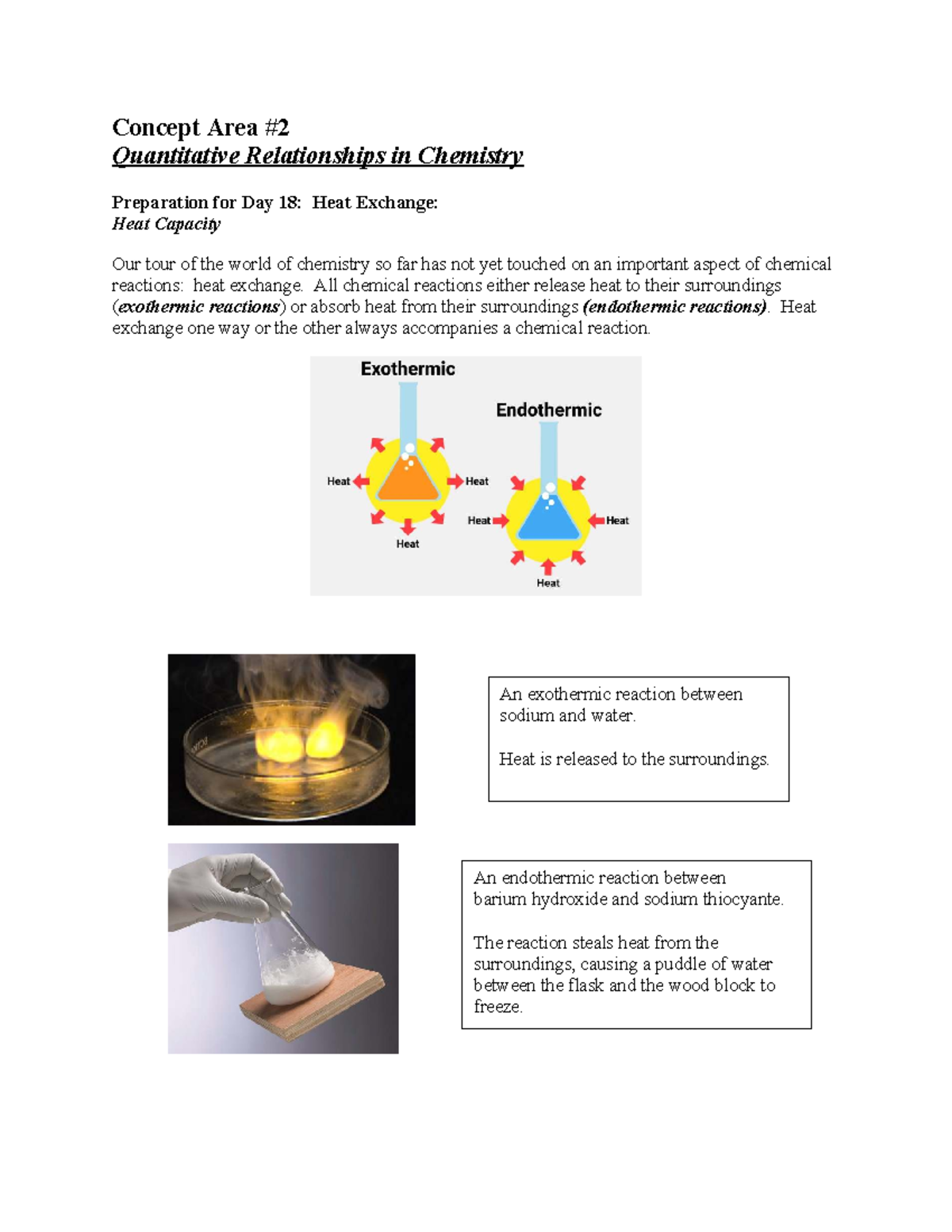 Heat Exchange and Heat Capacity in Chemistry: Day 18 Prep - Studocu