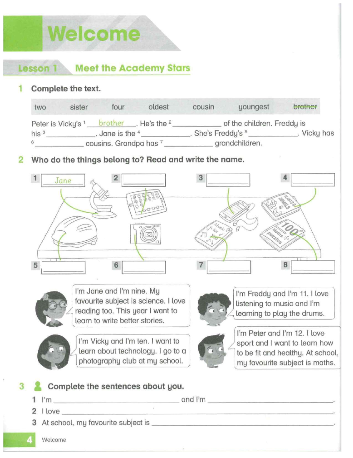Anh 5 - Unit 1 - Welcome Lesson Activities and Exercises - Studocu