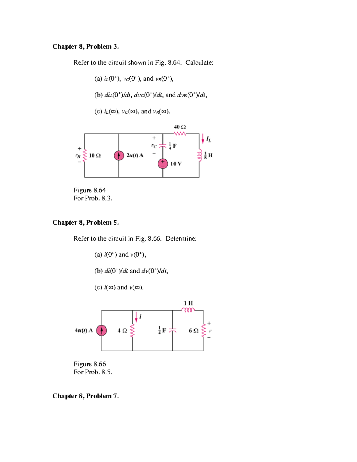 W22 ENGG2450 Problem Set 8 - Chapter 8, Problem 3. Refer to the circuit shown in Fig. 8 ...