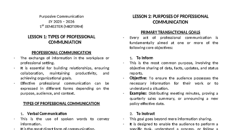 Purposive Communication ( Midterm) - Purposive Communication SY 2025 ...
