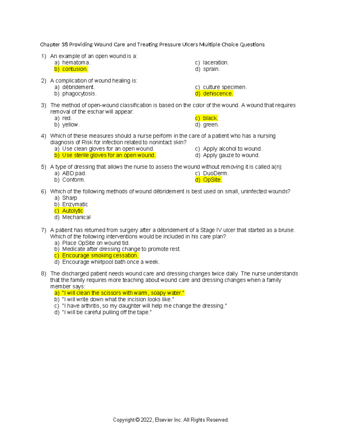 Chapter 38: Wound Care & Pressure Ulcers MCQs for Nursing Students ...