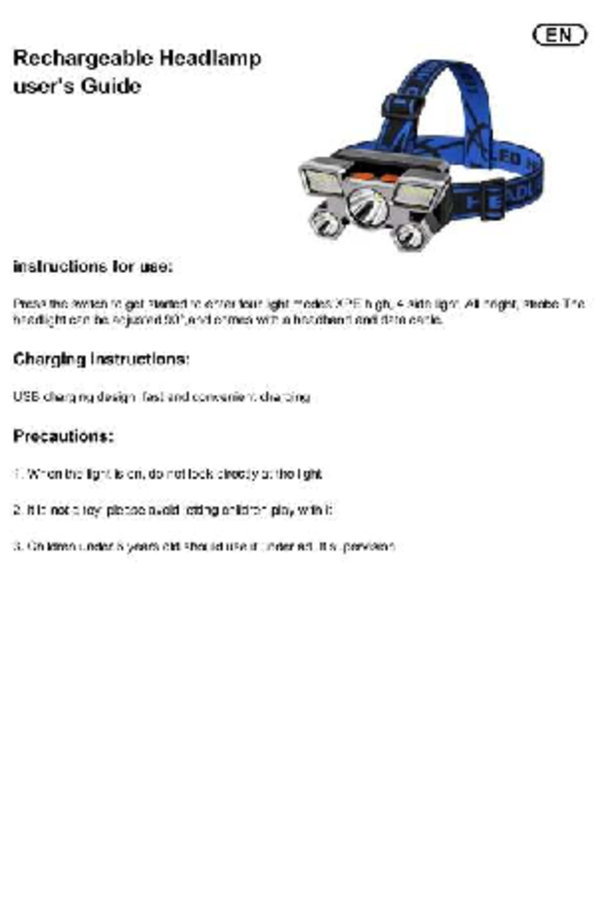 Rechargeable Headlamp User's Guide: Modes, Charging & Safety Tips - Studocu