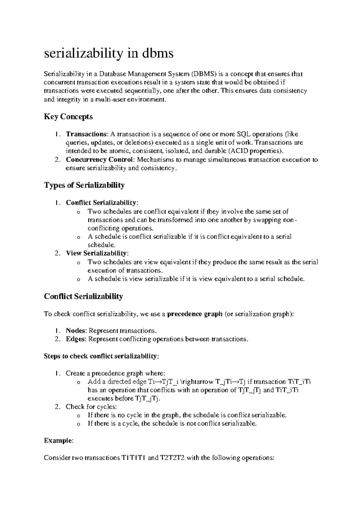 Unit 4 dbms - ssdfa - serializability in dbms Serializability in a ...