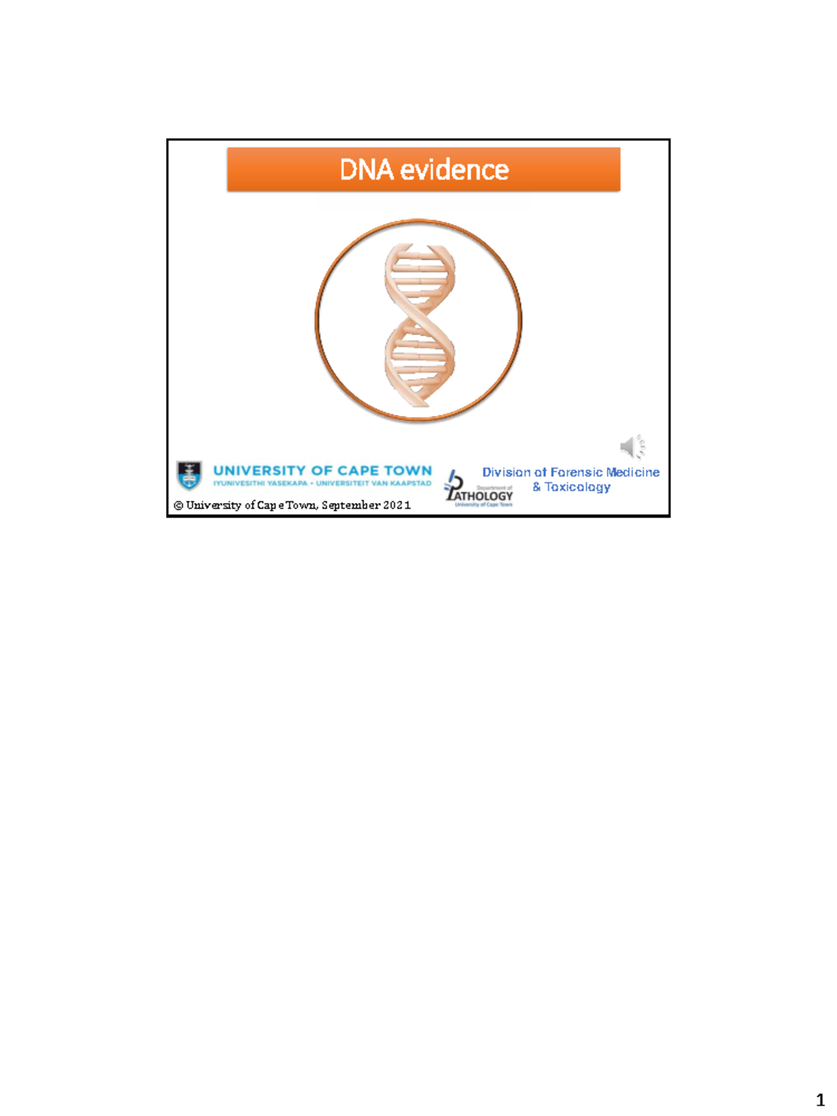 DNA Evidence in Forensics: Workflow & Collection Methods (UCT) - Studocu