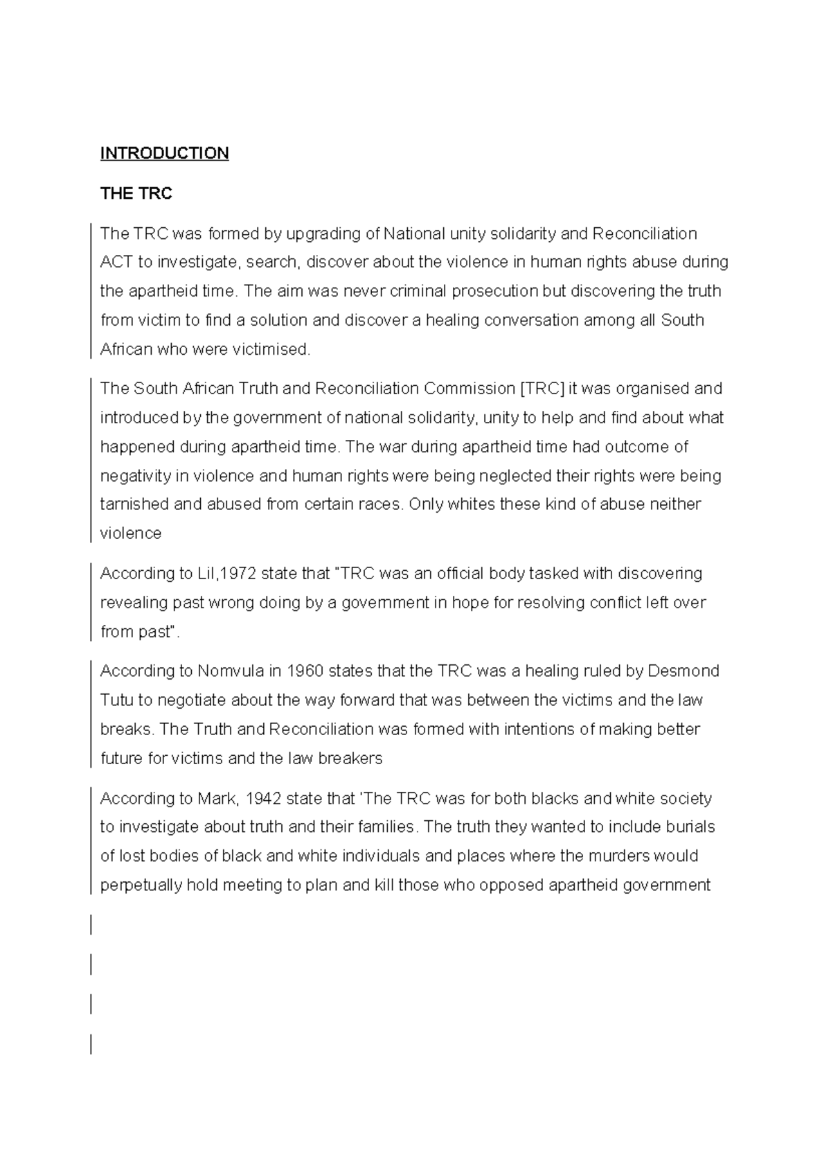 TRC: Exploring Past Human Rights Violations and Their Solutions - Studocu