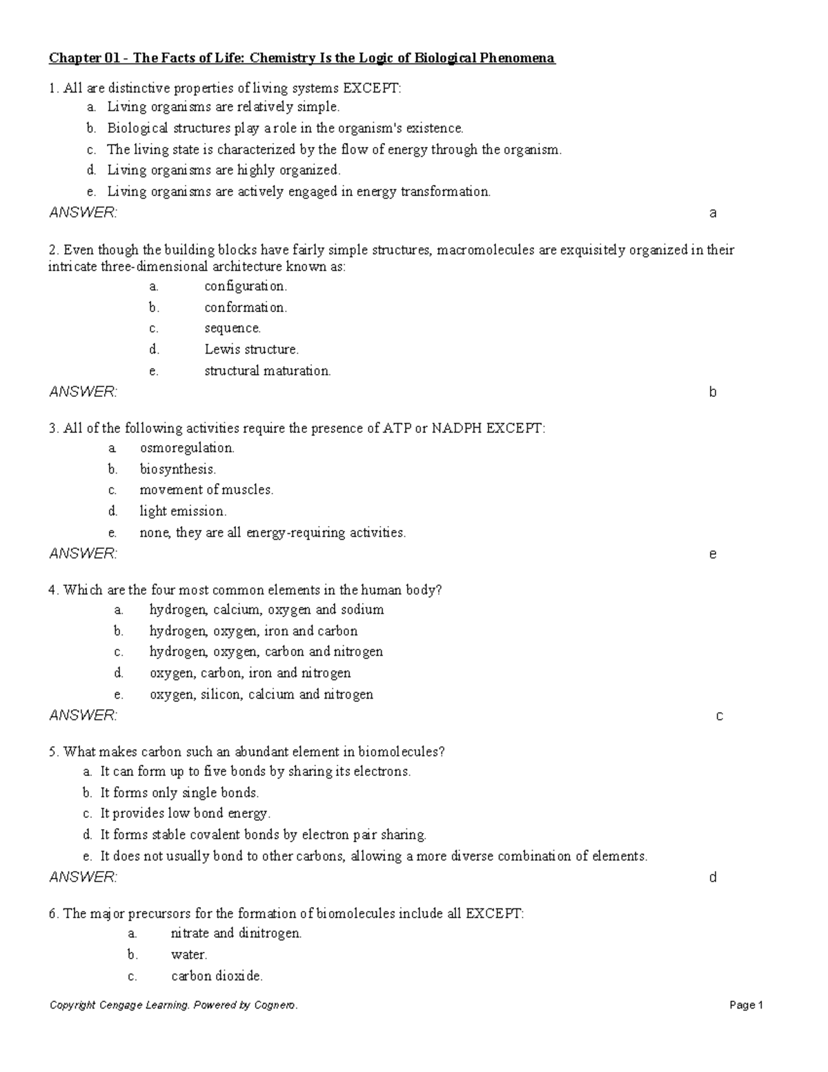 Chapter 01: The Facts of Life - Chemistry in Biological Systems - Studocu
