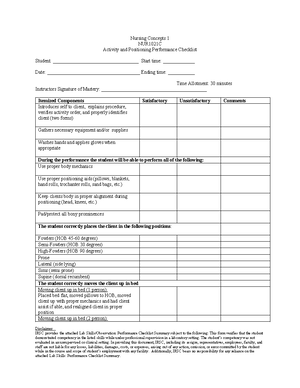 Hygiene Bed Bath Bed Making Performance Checklist(2)(1) - Nursing ...