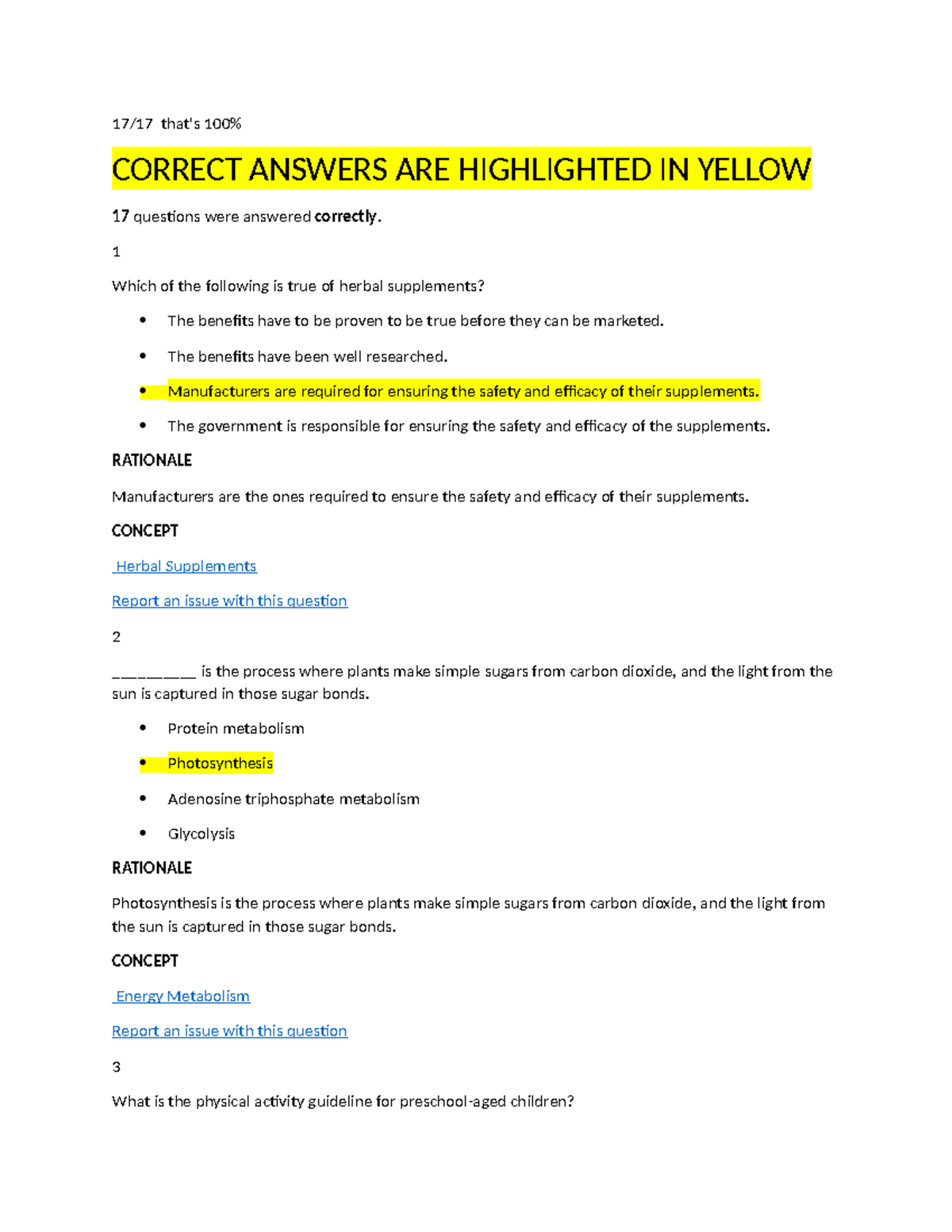 Nutrition Milestone 2: Correct Answers & Concepts Overview - Studocu