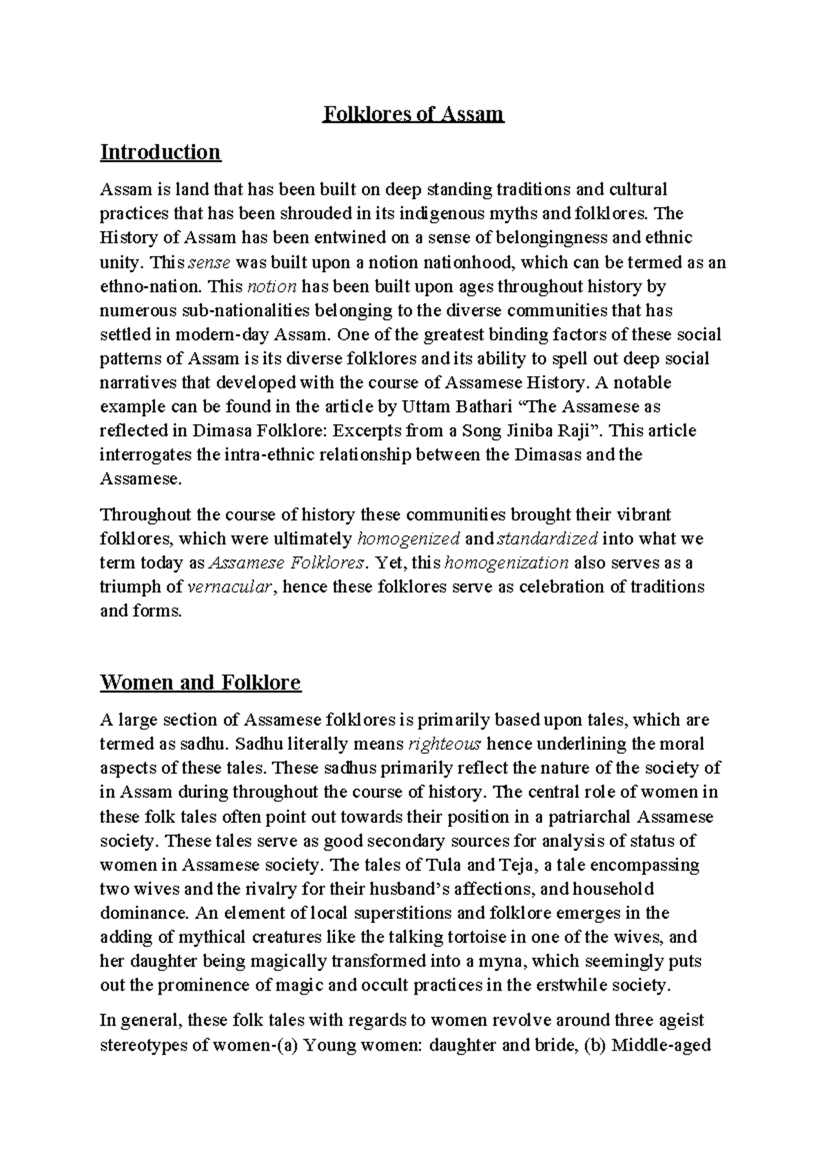 Folklores of Assam-1 - tea - Folklores of Assam Introduction Assam is ...