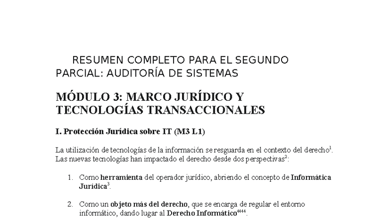 Resumen Completo para el Segundo Parcial: Auditoría de Sistemas (M3) - Studocu