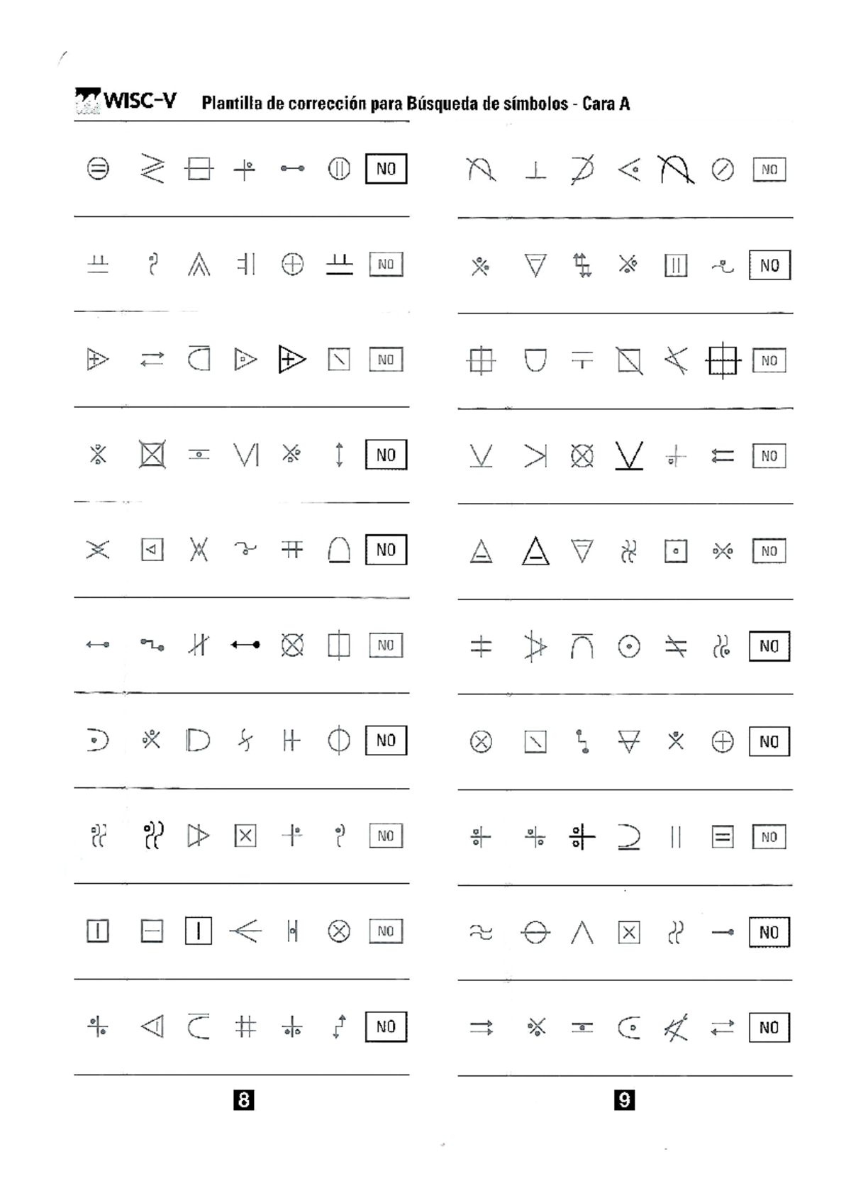 Plantillas de corrección WISC-V: Búsqueda de símbolos - Studocu