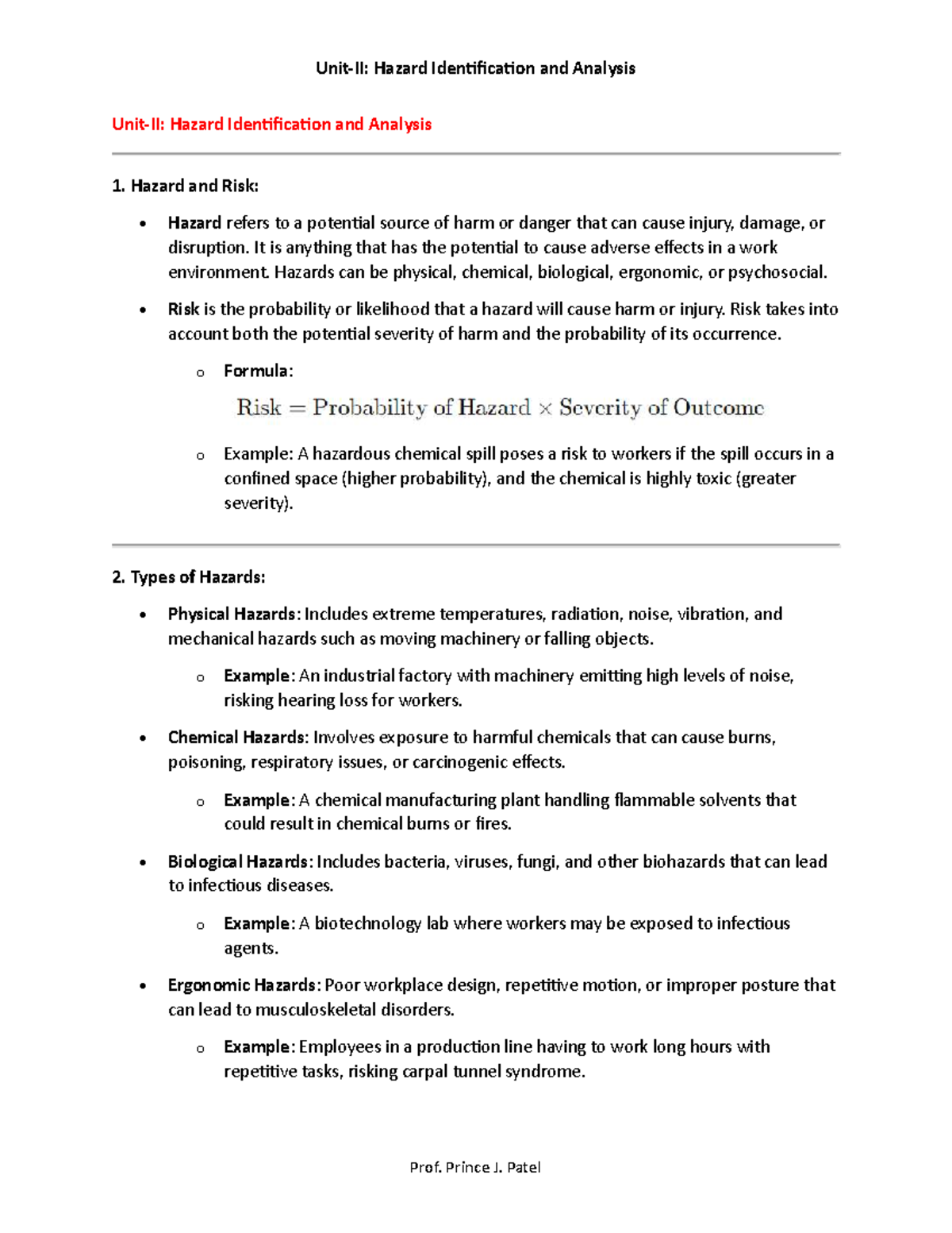 Unit-II: Comprehensive Guide to Hazard Identification & Risk Assessment ...