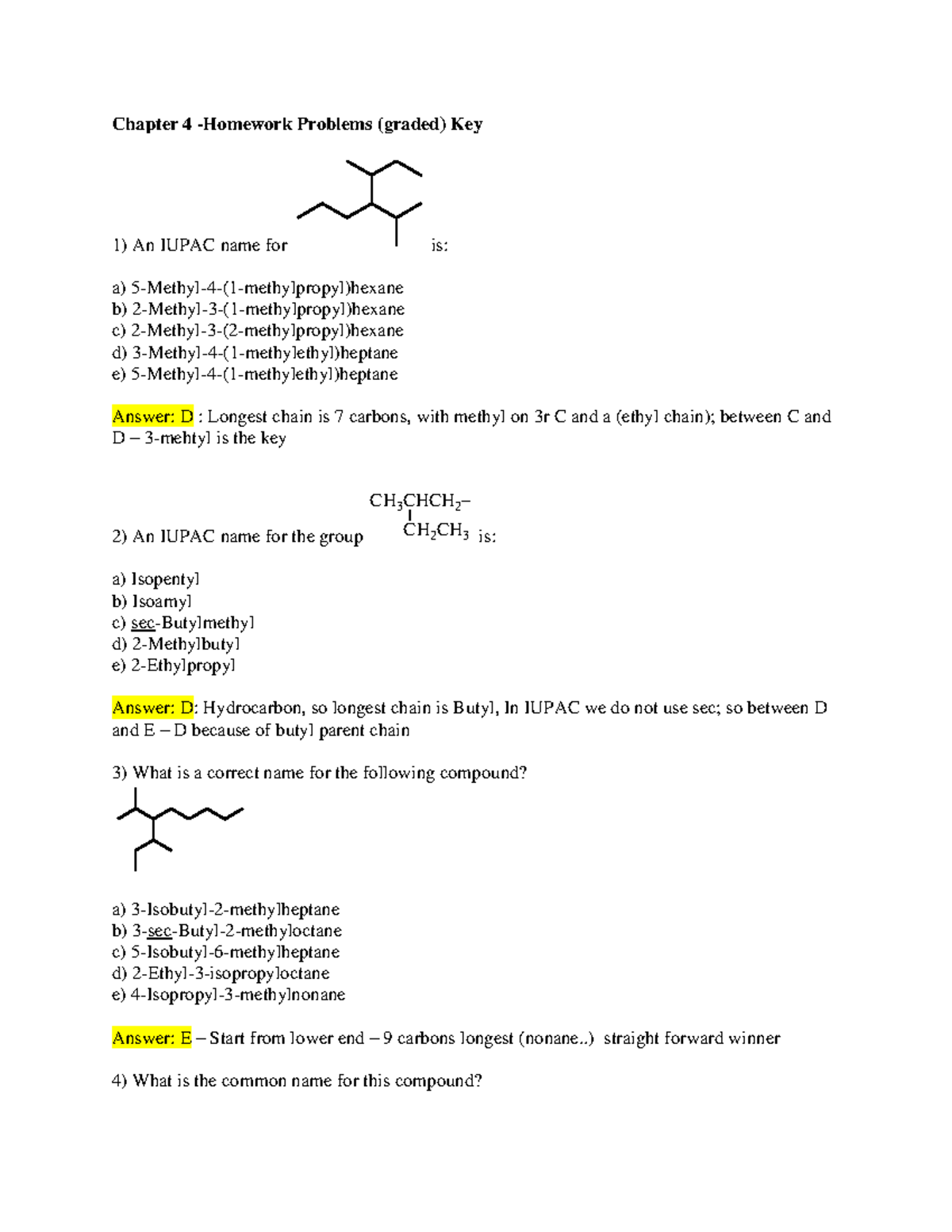 Chapter 4 Homework Problems graded - Key - Chapter 4 -Homework Problems ...