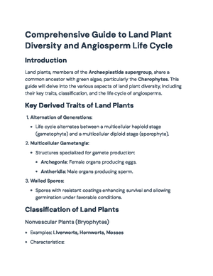 Evolution and Diversity of Land Plants: Key Traits & Adaptations ...
