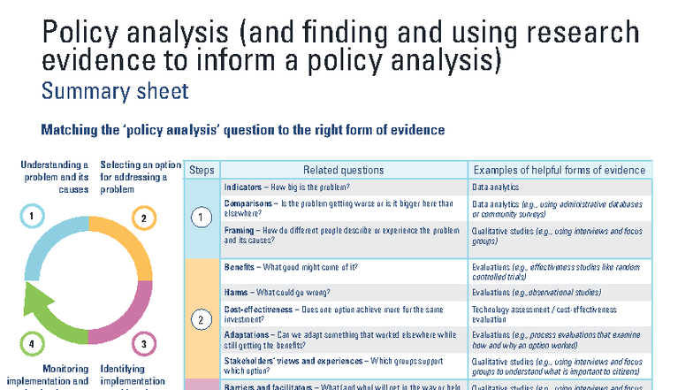 POLI 101: Policy Analysis Summary Sheet and Evidence Utilization - Studocu