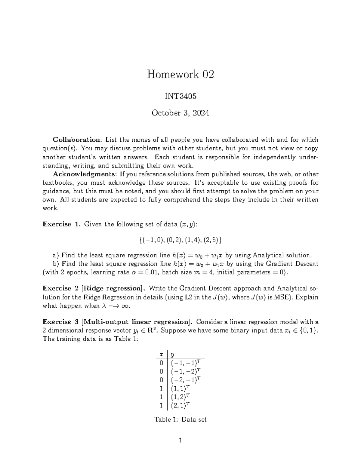Homework 02 INT3405: Collaboration and Regression Analysis Exercises - Studocu