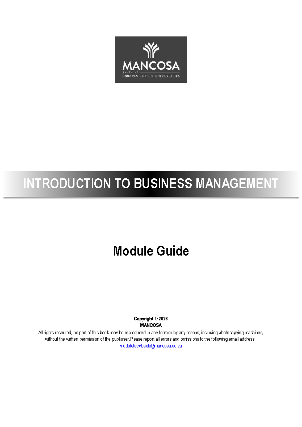 UNIT 3: Introduction to Business Management (35630) Module Guide - Studocu