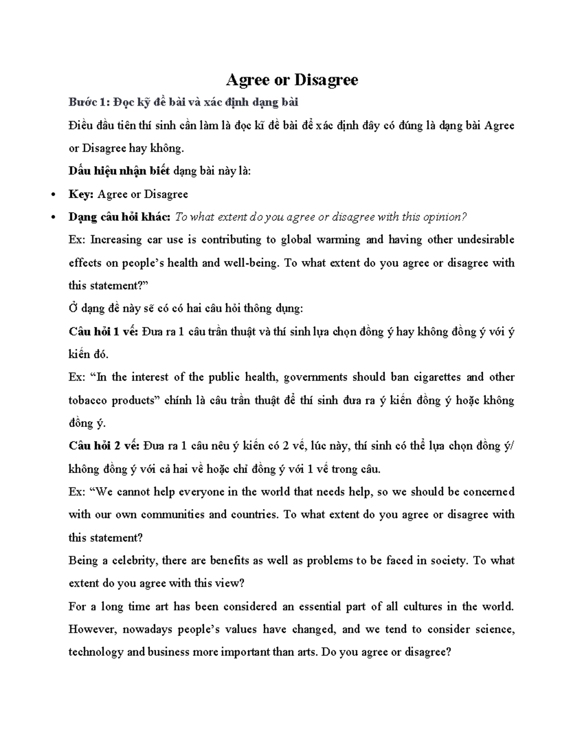 Agree or Disagree Essay Guide for IELTS Preparation - Studocu