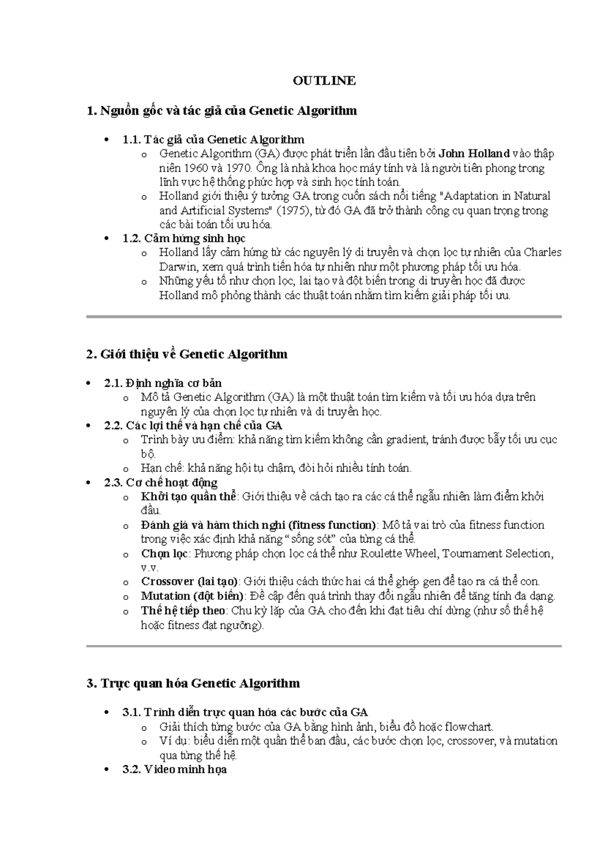 Outline-optimize - OUTLINE 1. Nguồn gốc và tác giả của Genetic ...