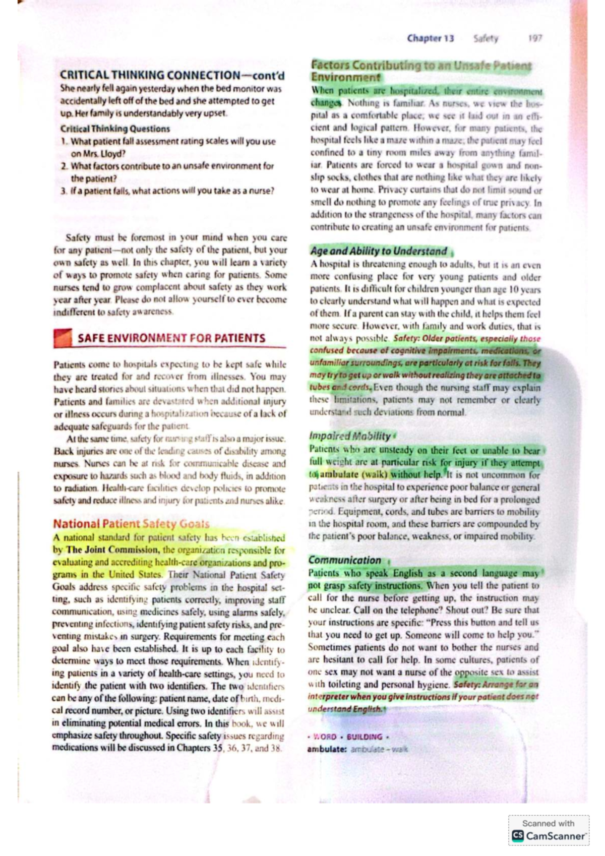 Final Exam Review Notes on Patient Safety - Course Code: - Studocu