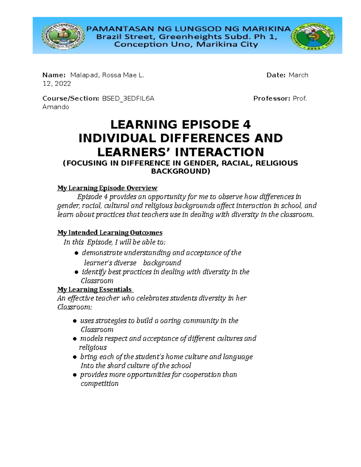 TASK 20 - FS 1 - Episode 4 - zdvbnmmjhgrew - Name: Malapad, Rossa Mae L ...