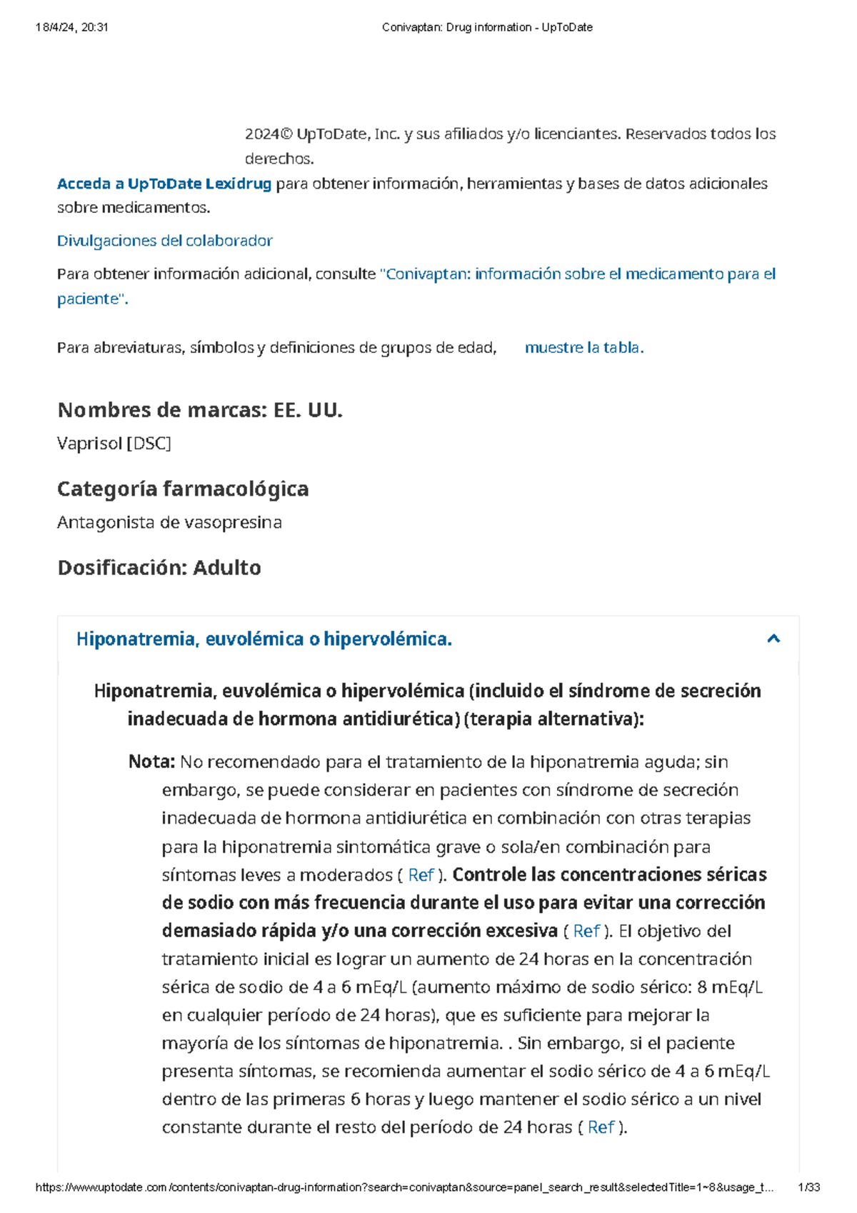 Apuntes sobre Conivaptan (Antagonista de Vasopresina) - Farmacología ...