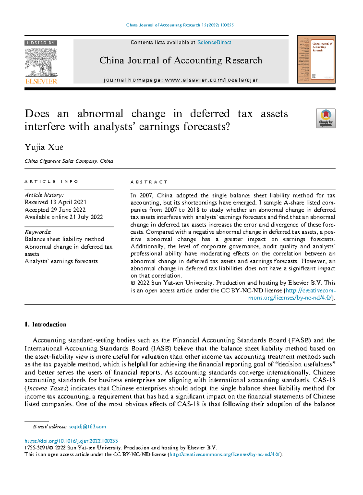 Xue 2022 - kklkl - Does an abnormal change in deferred tax assets ...