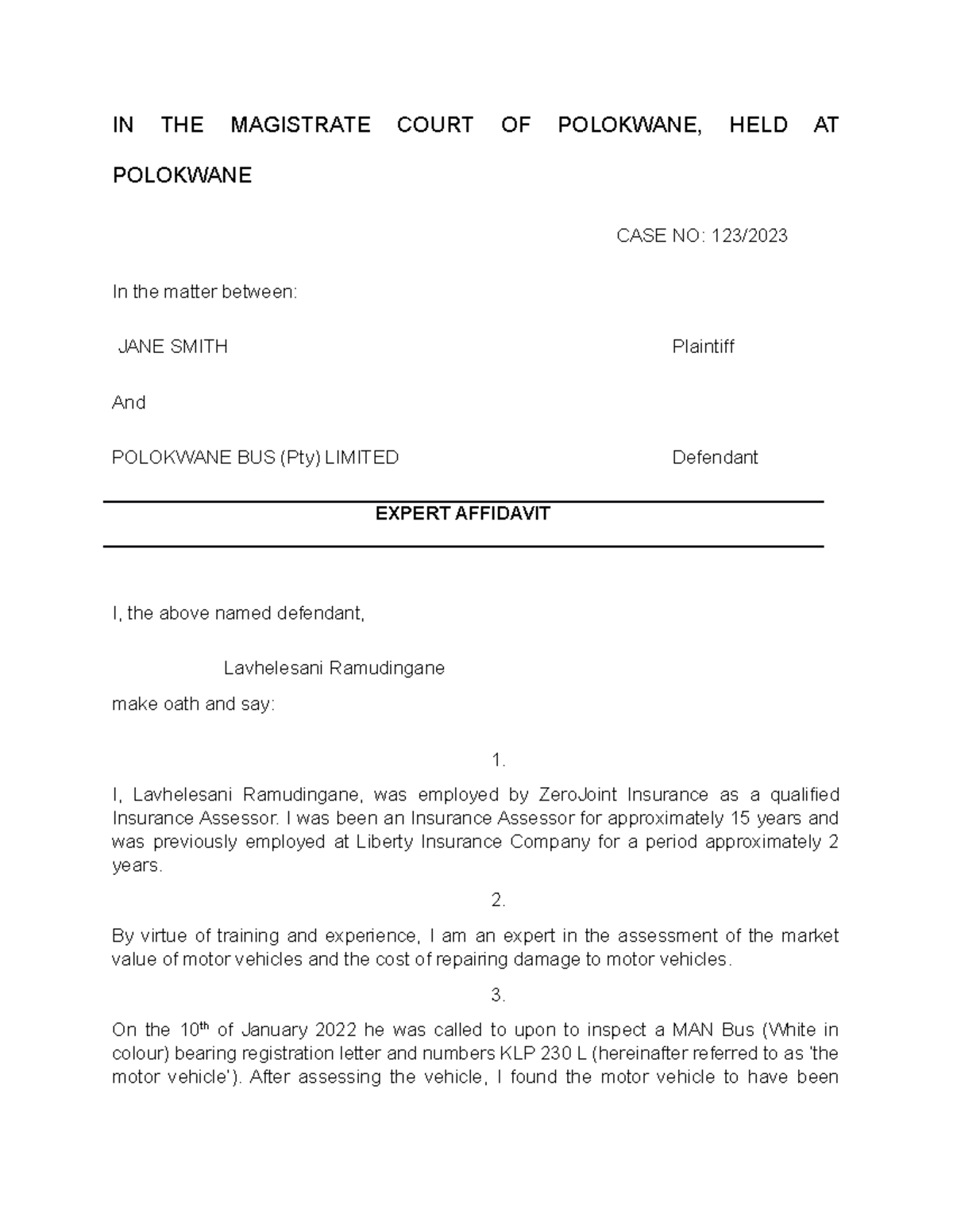 Expert Affidavit in Case No. 123: Analysis by Lavhelesani Ramudingane ...