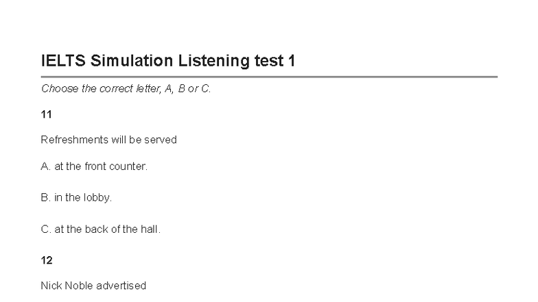 Ielts Simulation Listening test 1 - IELTS Simulation Listening test 1 ...