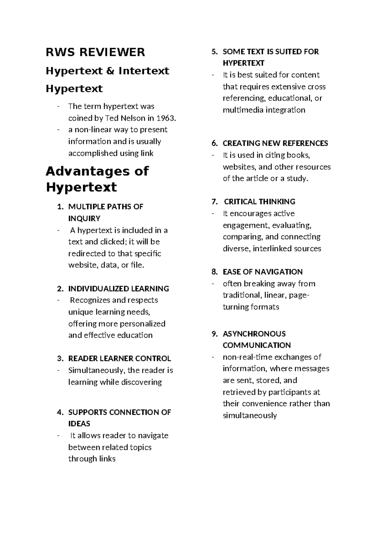 RWS Reviewer: Understanding Hypertext and Intertextuality Concepts ...