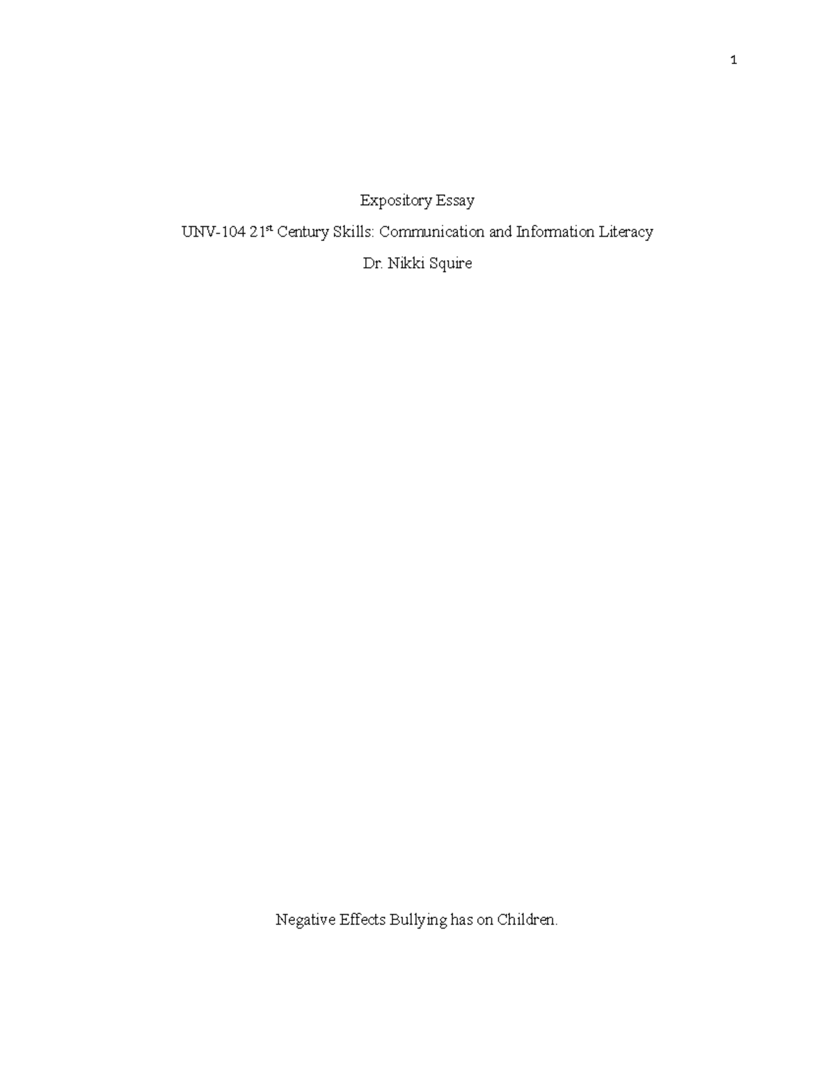 Expository Essay: The Impact of Bullying on Children's Mental Health ...