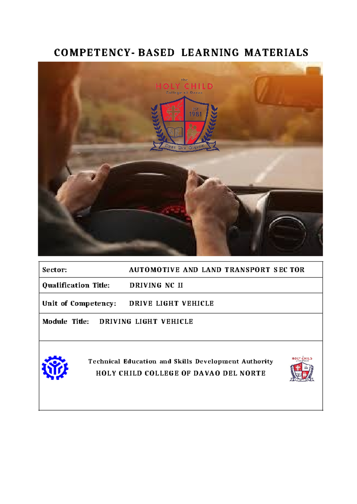 Driving NC II: Competency-Based Learning Materials for Light Vehicles ...
