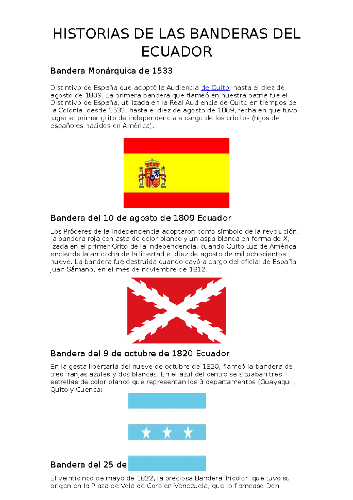 Historias de las Banderas del Ecuador: Evolución y Significado - Studocu