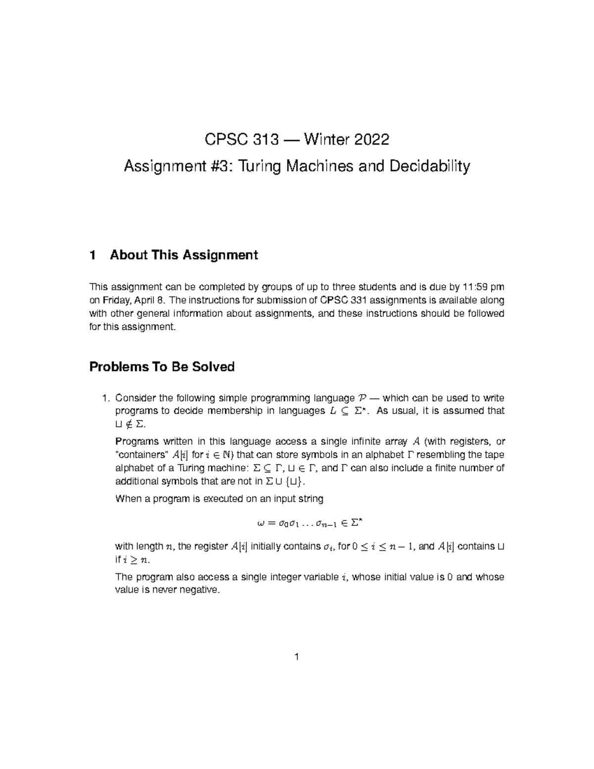Assignment 3 Questions CPSC 313 - CPSC313 - UCalgary - Studocu
