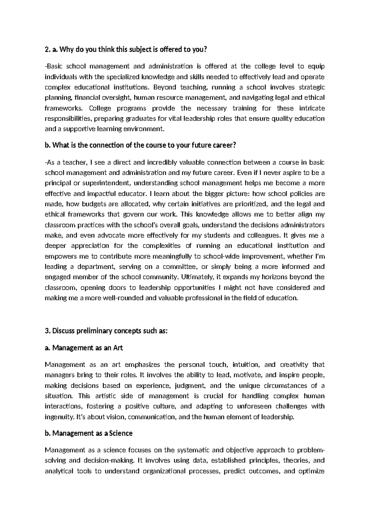 EDU 101: Insights on School Management & Administration for Future Educators - Studocu