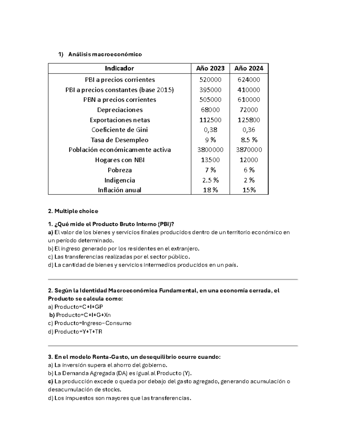Simulacro Primer Parcial de Macroeconomía 2023 - MCQ y Análisis - Studocu