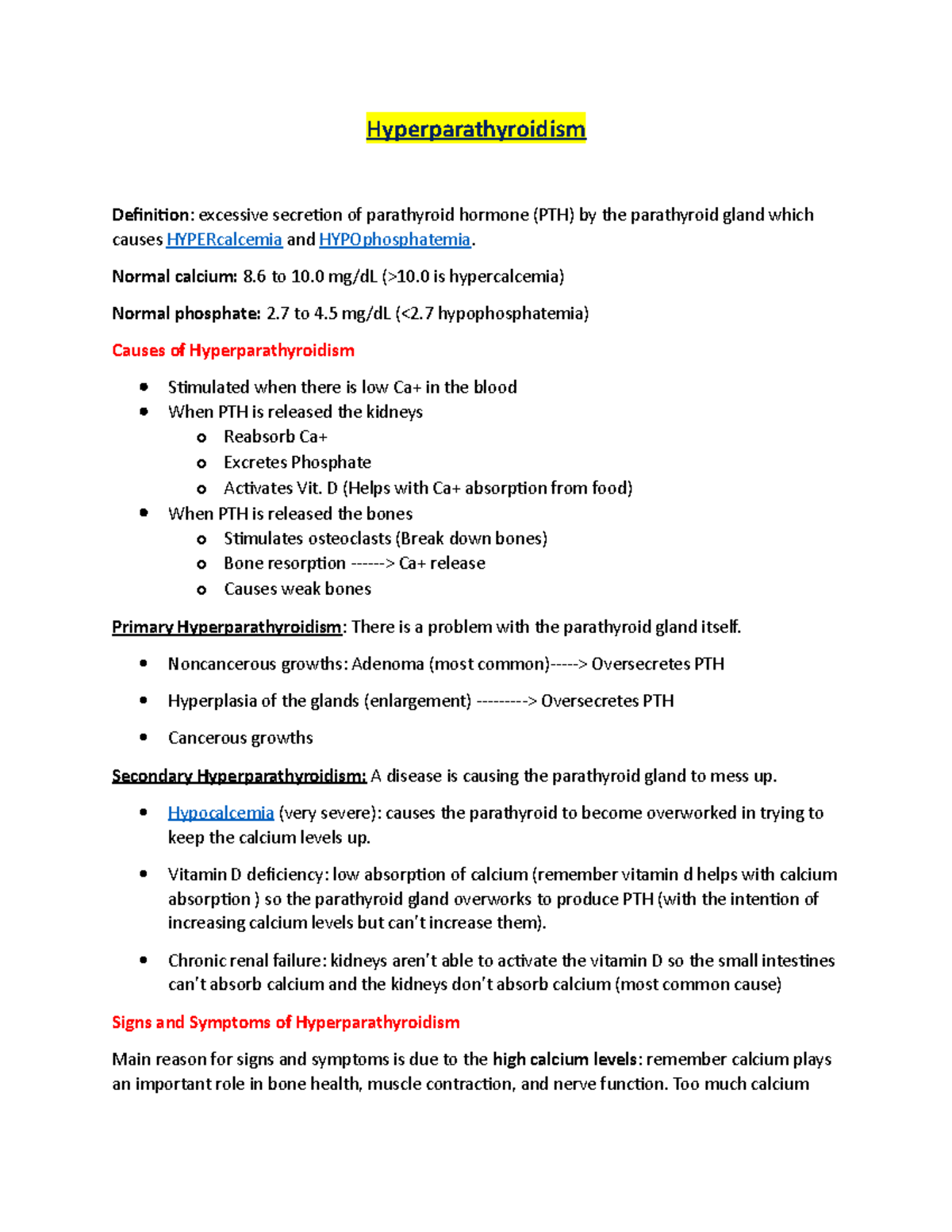 Hyperparathyroidism - These are my lecture notes on the Endocrine ...
