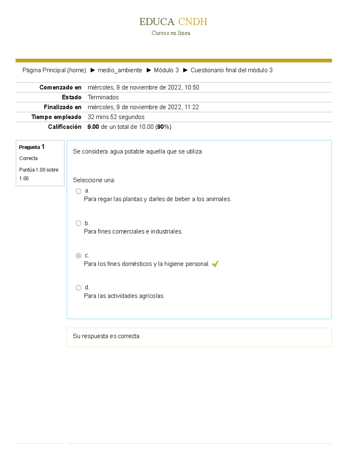 Cuestionario Final Módulo 3: Medio Ambiente y Sustentabilidad - Studocu