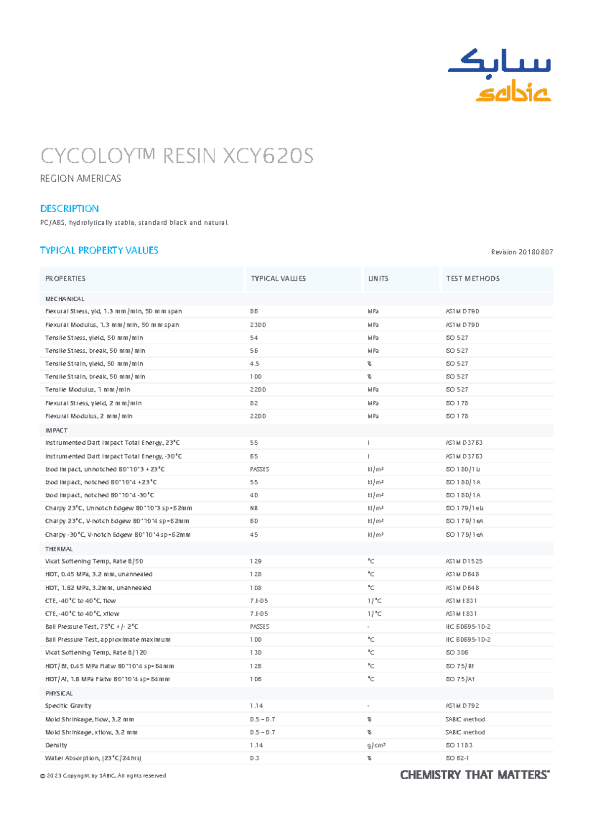 Cycoloy™ Resin XCY620S Americas Tech Data Sheet - Studocu