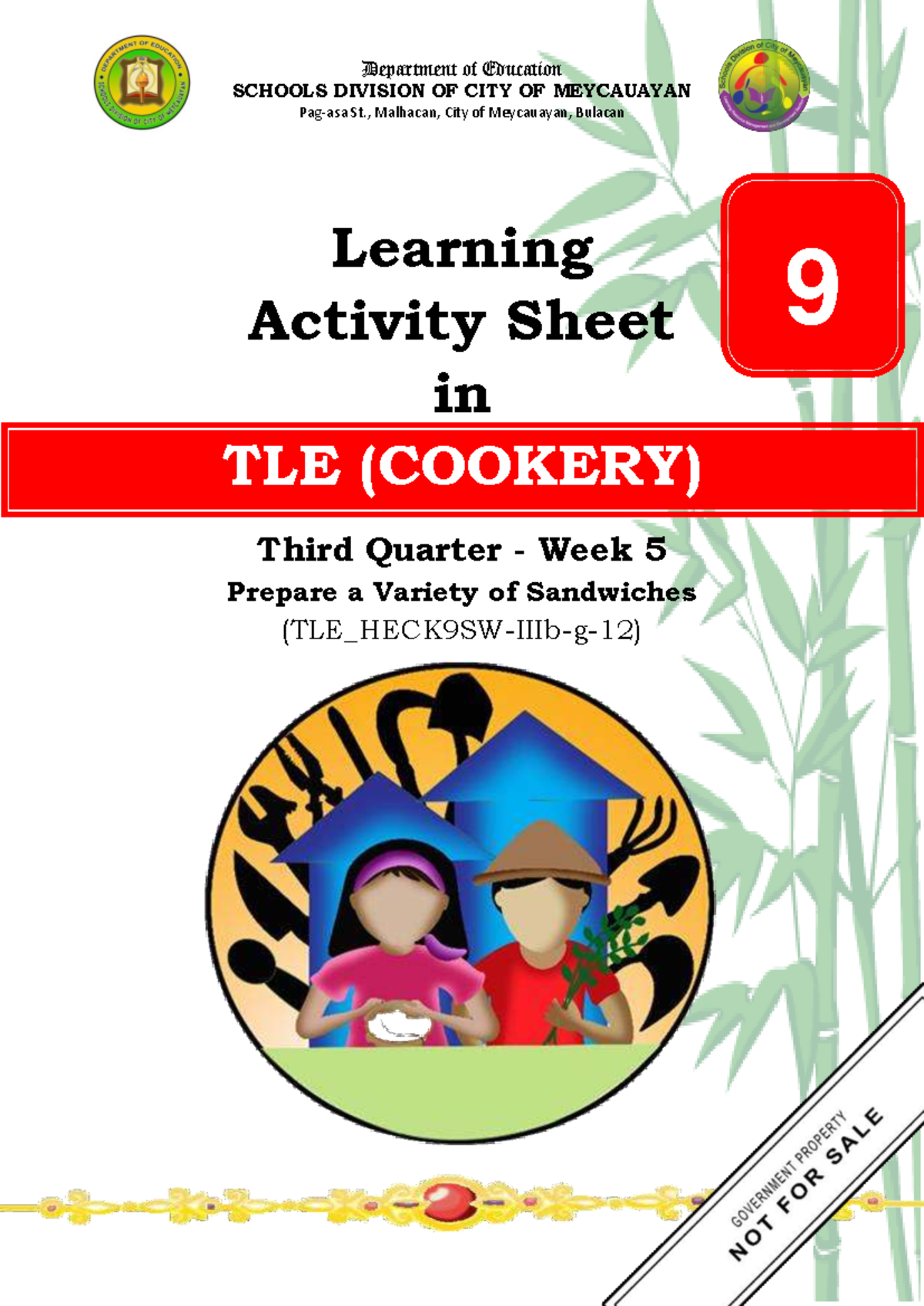 TLE 9 Learning Activity Sheet: Preparing a Variety of Sandwiches - Studocu
