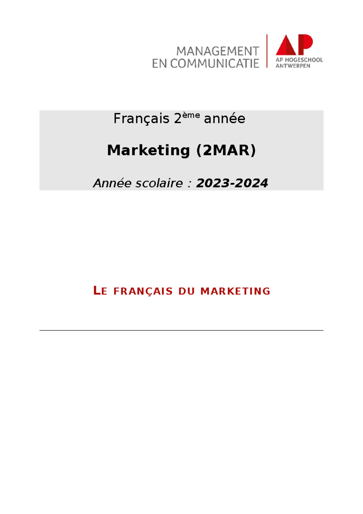 Français 2ème année Marketing (2MAR) - Présentation d'un Produit CC ...