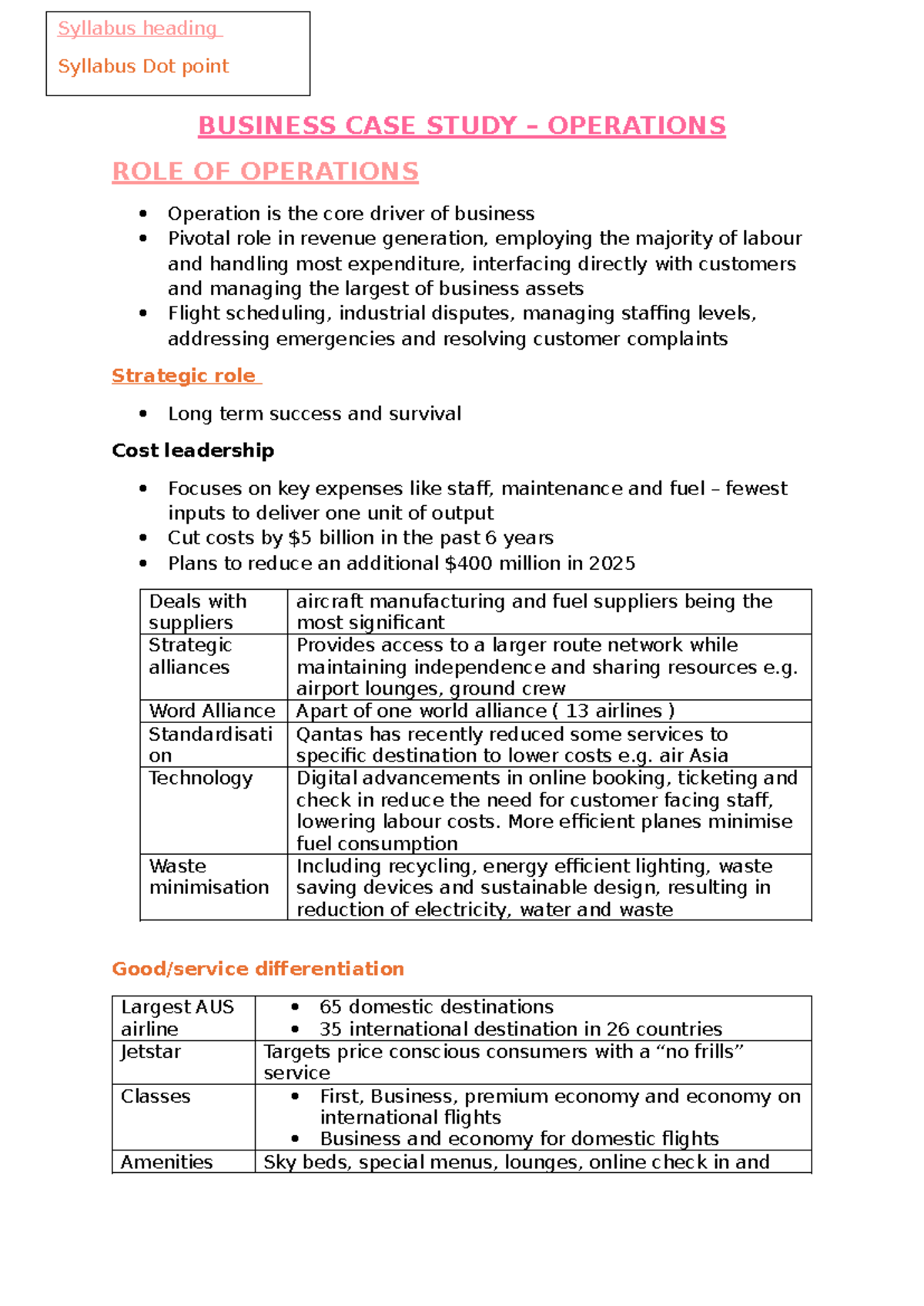 Operations Case Study: The Role of Operations in Business Success - Studocu