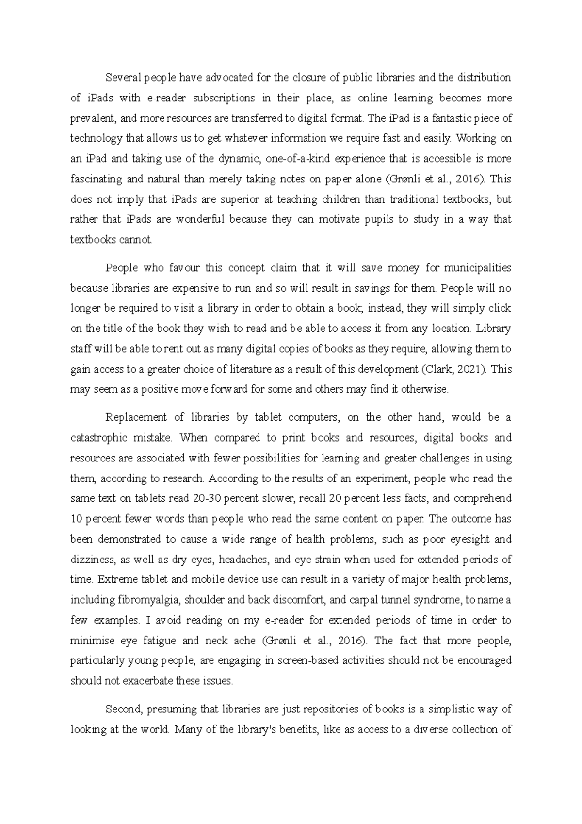 Argumentative Essay - Using Ipad for education - Several people have ...
