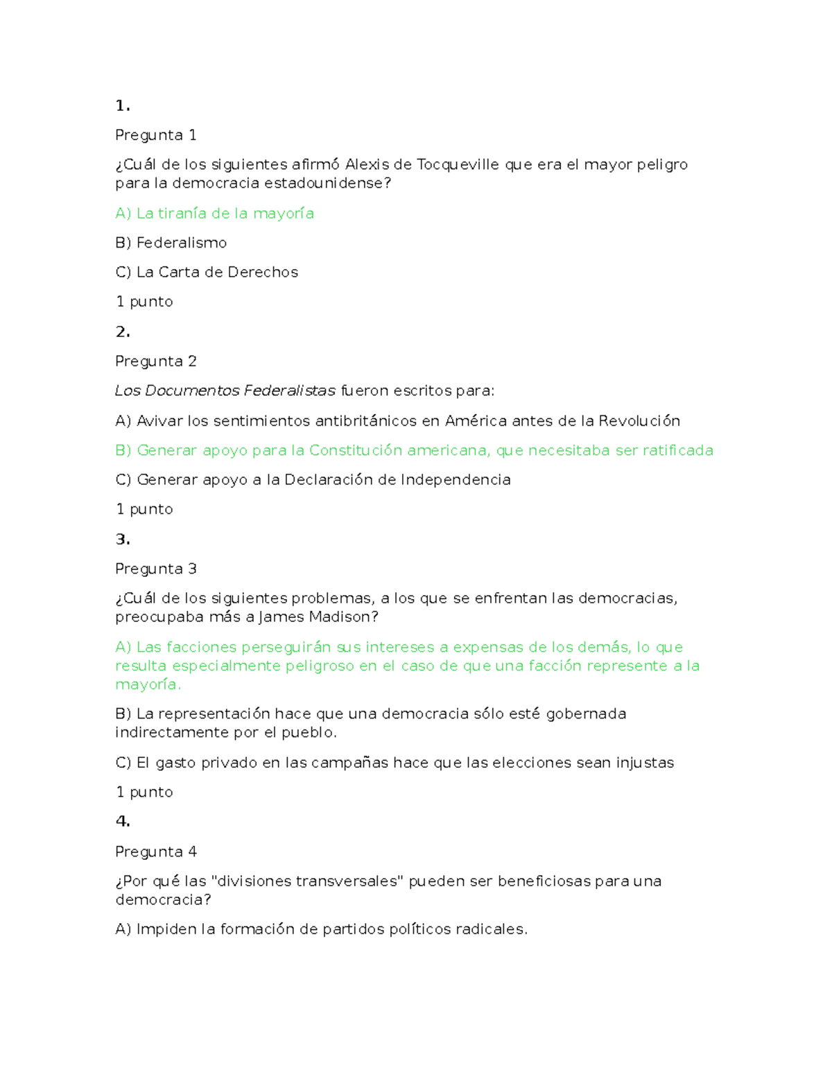 Democracia Examen Final: Preguntas y Respuestas Clave - Studocu