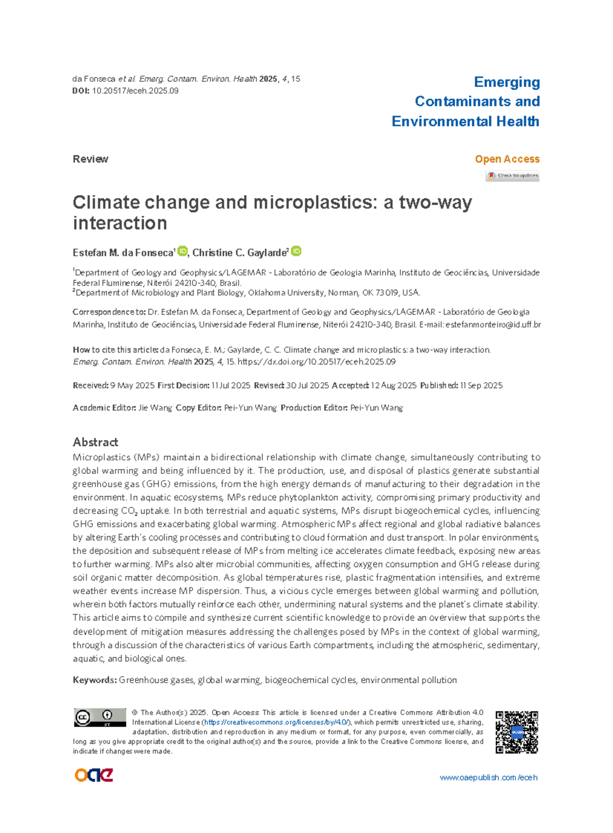 Climate Change and Microplastics: Interactions and Impacts (WECN4009 ...